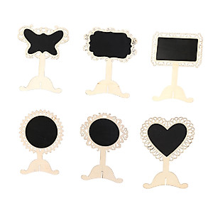 Garneck 6Pcs Mini Blackboard Food Labels for Party Buffet Tabletop Blackboard Blank Chalkboard Sign Chalkboard Buffet Sign Tabletop Easel for Kids Wood Tags Desktop Child Logo Card Cypress