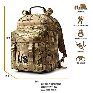 MT Military Army MOLLE 2 Tactical Assault Backpack, Rifleman 3 Day Pack, Medium Rucksack (Assault Pack UN)