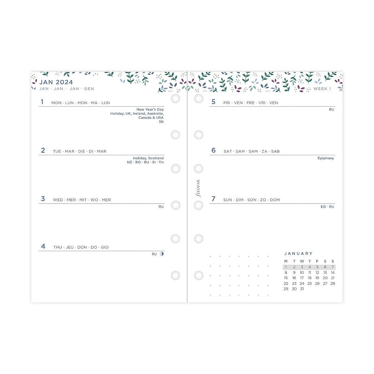 Filofax Pocket Garden week to view 2024 diary