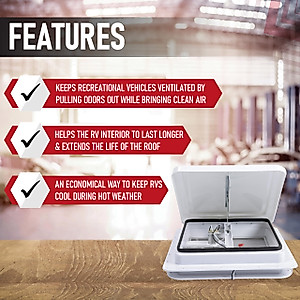 AA Ignition RV Roof Vent with 12V Fan - Fits Camper Trailer Vans, Motorhome, 5th Wheel - 14" x 14" Universal White Lid Roof Vent with 6 Blades - White Lid Inner Translucent Garnish Ring