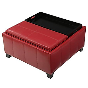 Christopher Knight Home Mansfield PU Storage Ottoman, Red