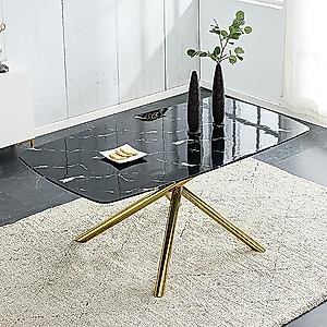 Modern Marble Dining Table,71''Faux Marble Dining Table,Rectangular Faux Marble Dining Table for 6-8 Person with 0.39''Thick Modern Faux Marble Dining Table