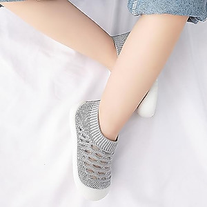 GRACE ORCHID Baby Boy Girls First-Walking Training Shoes Rubber Sole Toddlers Infant Non-Skid Slipper Floor Sneaker Breathable House Shoes Socks(A12-Grey,M)
