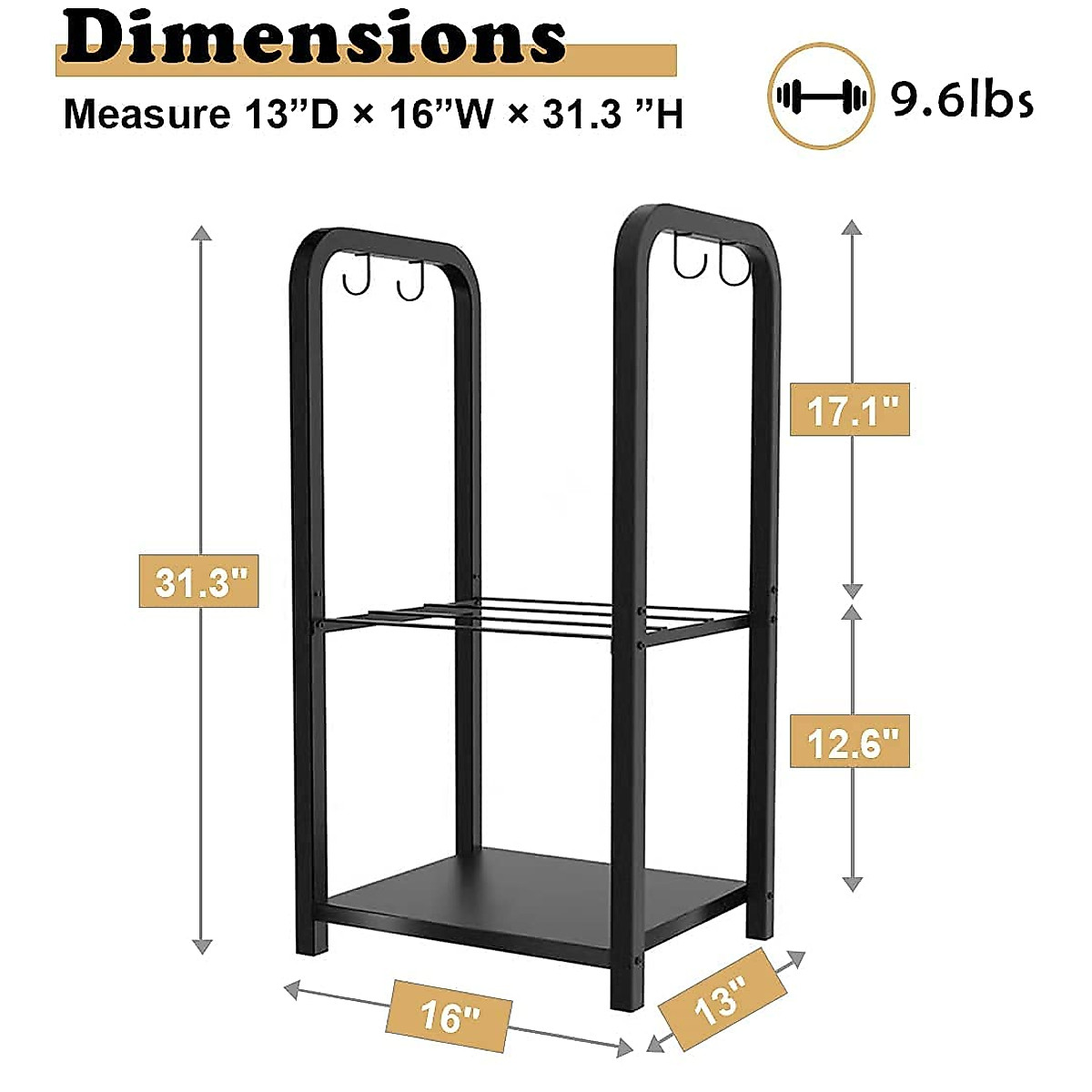 Artibear Small Firewood Rack Holder for Indoor Fireplace, 2-Tier Fire Wood Log Storage Stacker Stand for Outdoor Patio, Black