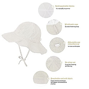 Zando Baby Girl Sun Hat Infant Wide Brim Hats Baby Boy Beach Hat UPF 50+ Toddler Caps for Boys Girls Baby Bucket Hat Beige 0-6 Months