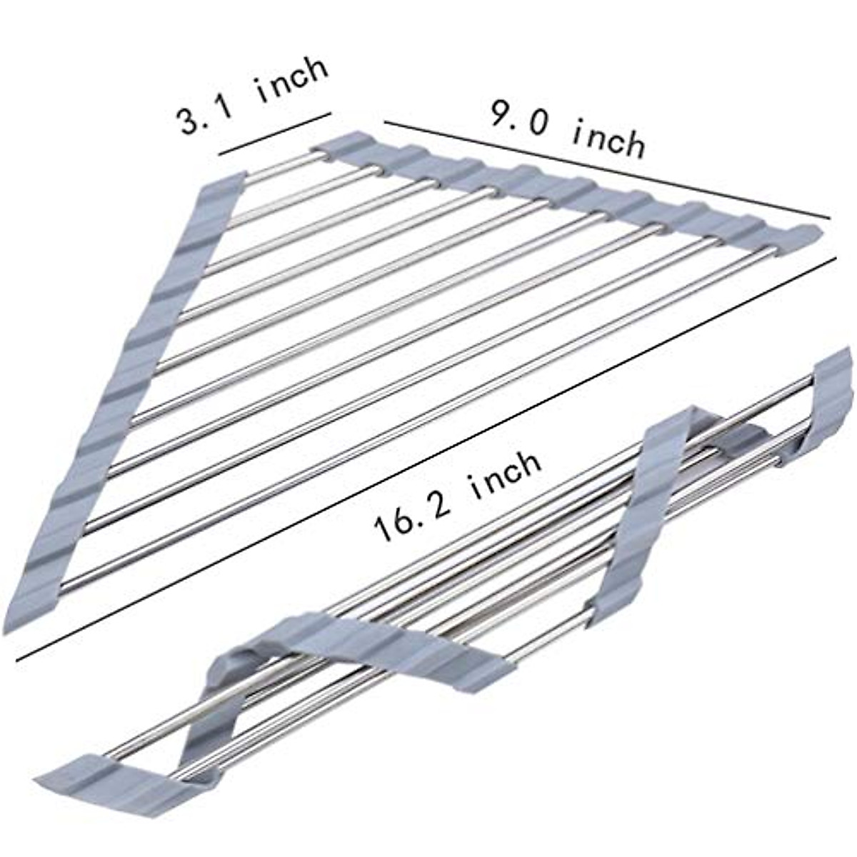 Sink Sponge Holder, Multipurpose Roll up Drying Rack for Sink Corner-Gray