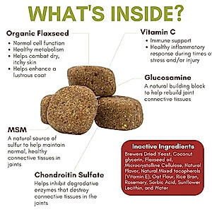 Wholistic Pet Organics Run Free: Dog Joint Health Supplement Glucosamine Chondroitin for Dogs Arthritis Pain Relief Joint Supplement Dog Calming Treat