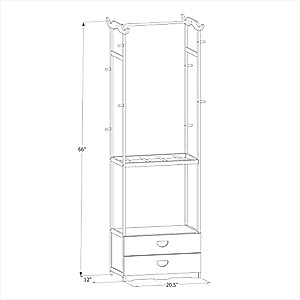 MoNiBloom Bamboo Garment Rack with Drawers and Hooks, Freestanding Clothes Racks Storage Shelving Organizer Unit for Bedroom Laundry Room Guest Room, Natural