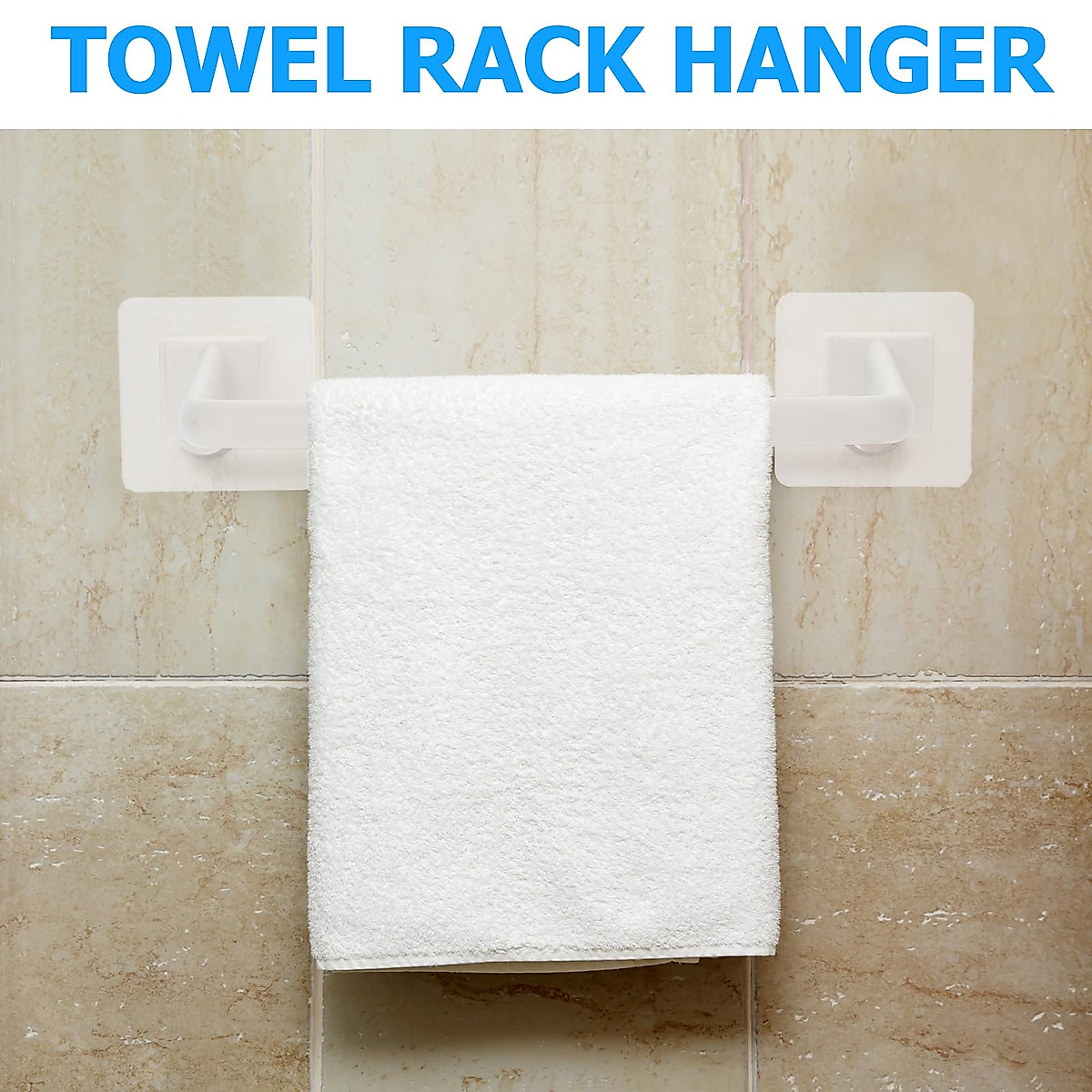 DOITOOL White Towel Rack Bathroom Hand Towel Holder No Drill Single Towel Rod Hand Towel Holder Adhesive Bathroom Towel Hanger for Hotel Home, 34cm