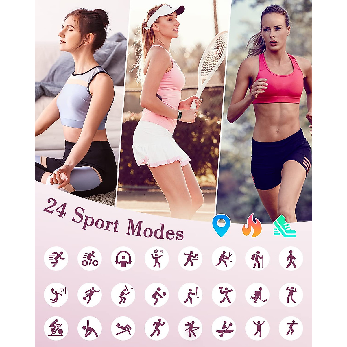 SHANG WING Smart Watches for Women Compatible with iPhone Android Phones, LYNN2 Women's Watch Fitness Tracker Watch Reloj para Mujer with Heart Rate Monitor Pedometer Sleep Tracker Waterproof Gray