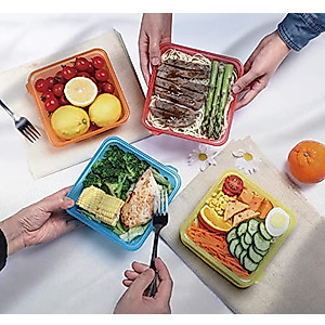 YUESING [30 Pack Bento Box Plastic Reusable Food Storage Containers with Lids Lunch Meal Prep Container for Food and Salad (26oz Square Freezer Container for Food) BPA Free Fridge Dishwasher Safe