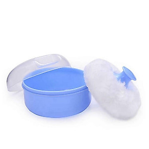 gootrades Baby Soft Face Body Cosmetic Powder Puff Sponge Box Case Container (Blue)