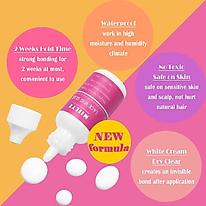 Wig Adhesive Glue, Invisible Waterproof MIILYE Hair Replacement Bonding Glue, Strong Hold for Lace Front Wig and Poly Hairpieces, Toupee, Cosmetic Hair Systems (Wig Glue for Lace Front Wig 1.3 fl oz)