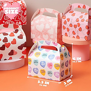 JOYIN 24 Pcs Valentine’s Day Bakery Treat Boxes 6x5.5x3 inch, Valentines Cupcake Cardboard Boxes Cookie Gable Boxes Heart Goody Bags for Valentine Classroom Treats, Party Favors Gift Giving Gift Exchange Gift Box