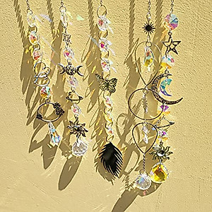 5 PCS Crystal Sun Catcher Pendant Hanging Ornament Decoration Crystal Ball Prism Rainbow Suncatchers for Windows Home Garden Decoration