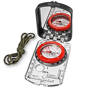 Sighting Compass Mirror Adjustable Declination - Boy Scout Compass Survival Camping | Base Plate Compass Kids Navigation | Orienteering Compass Hiking Map Read Military Compass Backpacking Clinometers