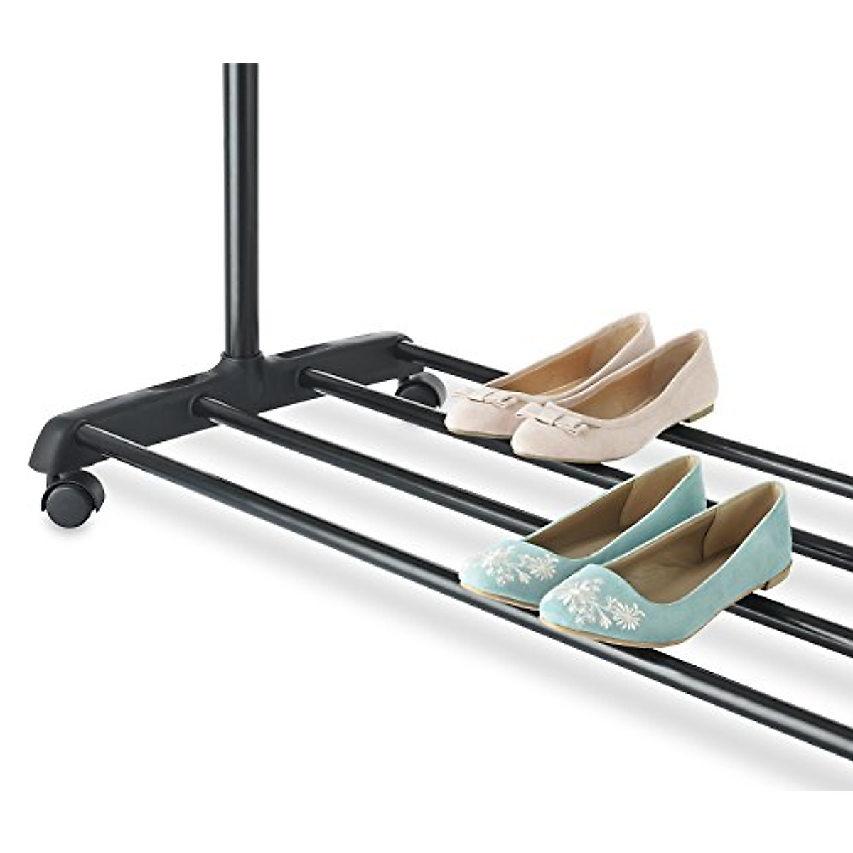 Whitmor Deluxe Adjustable Garment Rack - Rolling Clothes Organizer - Black and Chrome