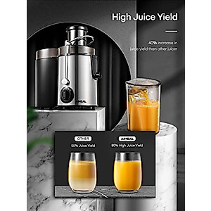 Juicer Machines, AIHEAL Juicer Vegetable and Fruit Easy to Clean, Centrifugal Juicer with 3 Speed Control, Upgraded 400W Motor, Cleaning Brush and Recipe Included