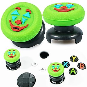 Playrealm FPS Thumbstick Extender &Texture Rubber Silicone Grip Cover 2 Sets for Xbox Series X/S & Xbox One Controller(Joker Green)