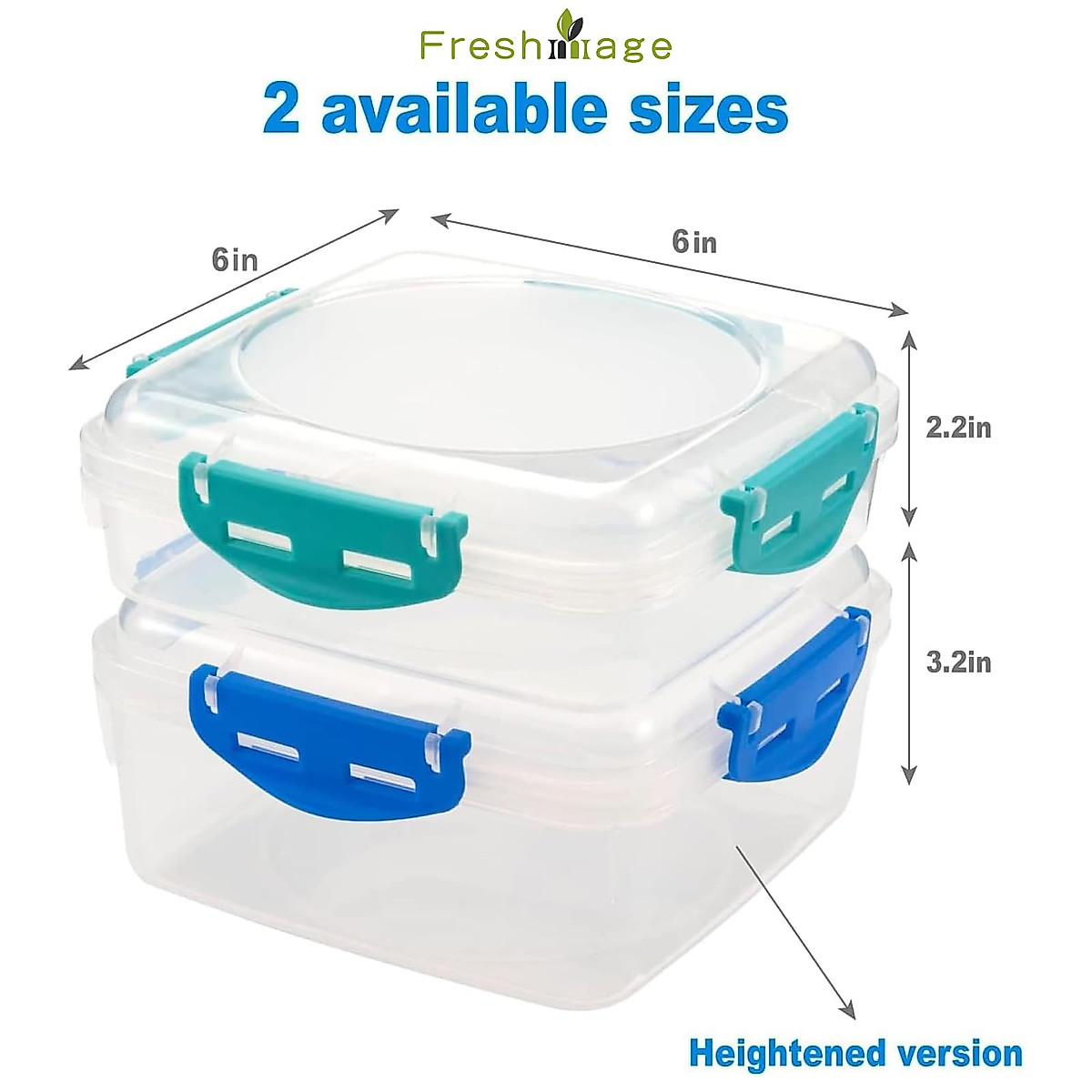 4 PCS Sandwich Containers - 100% Airtight & BPA-Free & Microwave and Dishwasher Safe Kitchen Storage Containers with Upgraded Snaps, Included 2 heightened Sandwich Containers for Lunch Boxes and 2 normal version