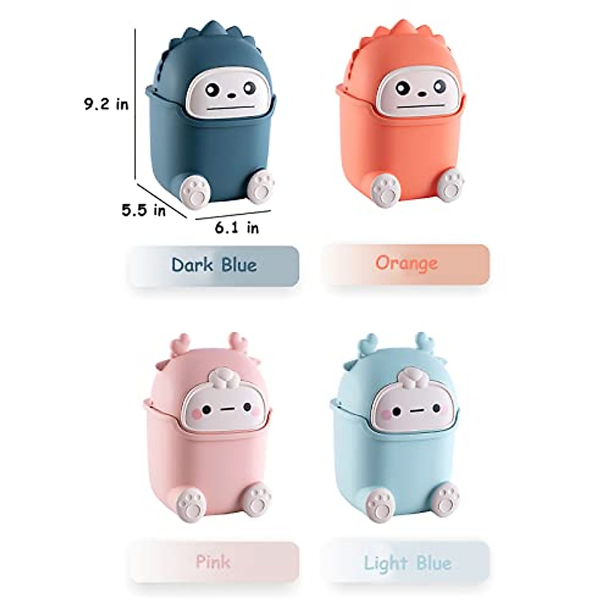 Aiabaleaft Cute Flip Trash Can Cute Animal Shape Trash Cans Cute Desktop Trash Can for Bathrooms,Kitchens,Offices,Waste Basket for Dressing Table(Orange)