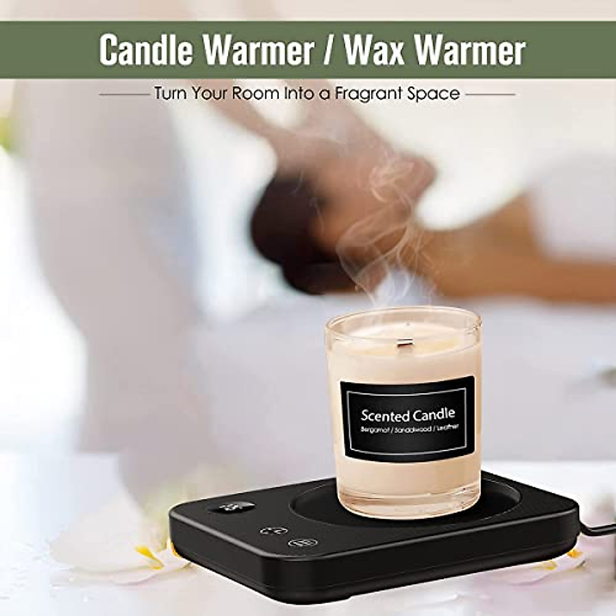 Coffee Mug Warmer, Smart Coffee Cup Warmer, Mug Warmer with 3 Temperature Settings, Coffee Mug Warmer with Auto Shut-Off, Candle Warmer Plate, Electric Beverage Warmer for Coffee, Tea, Milk (Black)