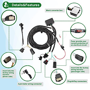 Trailer Wiring Harness Kit 4-Pin Fits for Jeep Wrangler JL/JLU 2018-2023 Vehicle-Side Wiring Harness