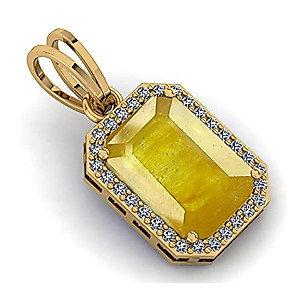 LMDPRAJAPATIS Natural Yellow Sapphire 7.50 Carat Original Pukhraj Pendant/locket 22k Gold Plated for Women's square shape