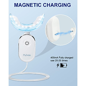 MySmile Teeth Whitening Light,3 Non-Sensitive Teeth Whitening Gel Refill Pack,10 Minute Treatment Teeth Whitening Products,28x Powerful Blue LED Light for Whitening Teeth