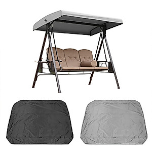 belupai Patio Swing Chair Canopy Replacement, 75 x 47 in Replacement Waterproof Swing Top Cover Silver Coated Oxford Swing Chair Top Cover for Garden Patio Yard Park Porch Seat Furniture(Gray)