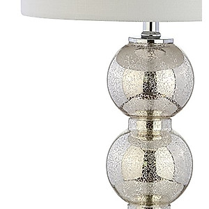 JONATHAN Y JYL1070B-SET2 Set of 2 Table Lamps Bella 27" Glass Triple-Sphere LED Table Lamp Contemporary Bedside Desk Nightstand Lamp for Bedroom Living Room Office, Mercury Silver/Chrome
