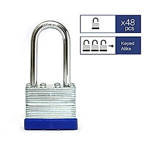 1 Laminated keyed Padlock (1-9/16", 40mm), keyed Alike Locks, Long Shackle, Pack