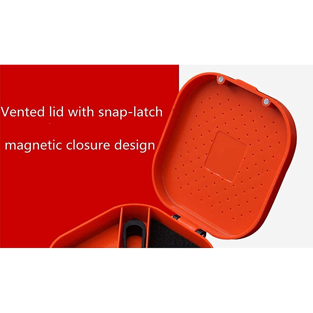 Toasis Fishing Live Bait Box Worm Storage Container Plastic Case with Tweezer (Red)