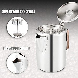 APOXCON Multi Use Coffee Percolator Using On Indoor Induction Cooktop, Electric Stove, Outdoor Campfire Stovetop, Camping Coffee Pot with Glass Knob Top 9 Cup