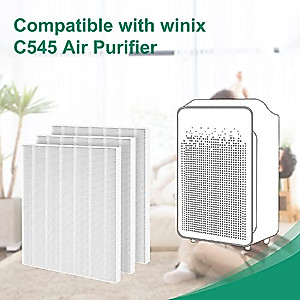 3 Pack C545 replacement filter, OUNEDA H13 Ture HEPA Filter, Compatible with winix C545 Air Purifier, Replacement for winix filter c545, No.1712-0096-00 (3 HEPA)