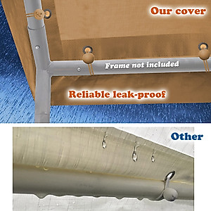 Strong Camel Carport Conopy Cover 12 x 20 Feet Replacement Tent Garage Outdoor Top Tarp Car Shelter with Ball Bungees Tan (with Edge, Frame Not Included)