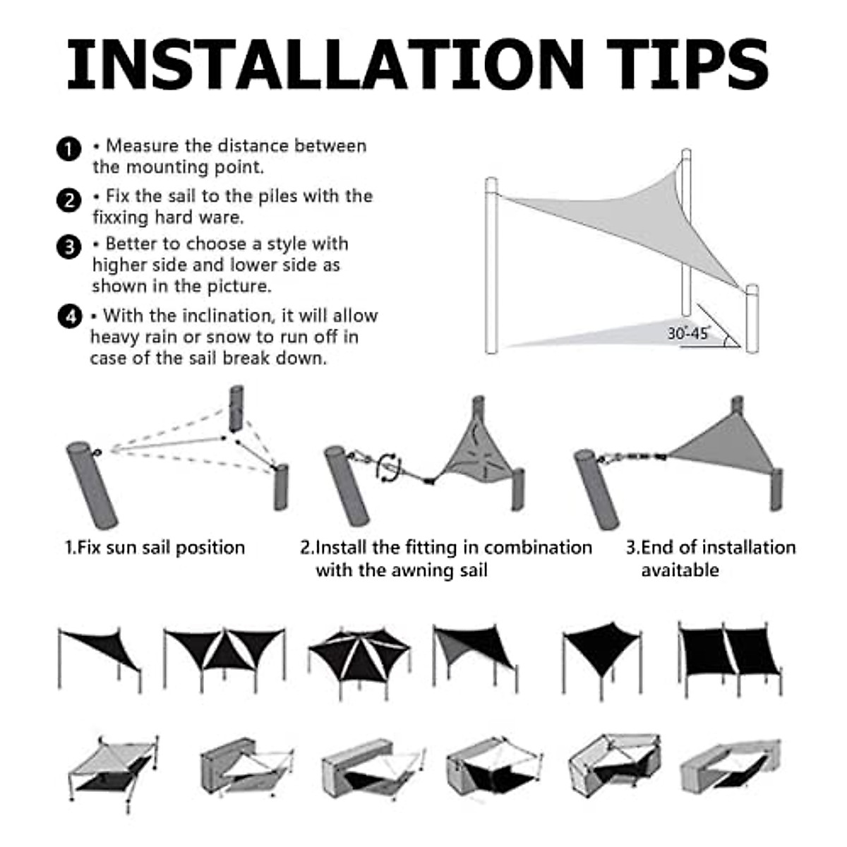 Sun Shade Sail, 10’ x 10’ x 10’ Triangle UV Block Canopy Awning Sand Cover Waterproof Shade Sail for Patio Backyard Playground Lawn Garden Outdoor Activities(Beige)