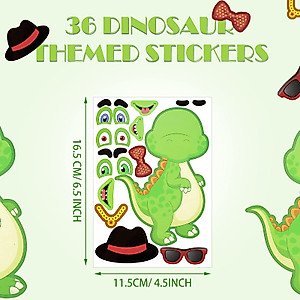 36 Sheets Make a Dinosaur Stickers Dinosaur Party Favors Make Your Own Dinosaur Sticker Cute Make a Face Dinosaur Stickers for Kids DIY Project Dinosaur Theme Birthday Party Favor (Cute Dinosaur)