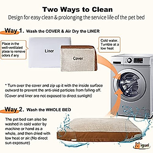 Miguel Canvas Dog Bed with Silky Sherpa Top,12 Ounce 100% Cotton Dog Pillow with Removable Cover, Outdoor Waterproof Durable Pet Mat Reversible Cool & Warm for All Season Indoor Outdoor 38 in Caramel