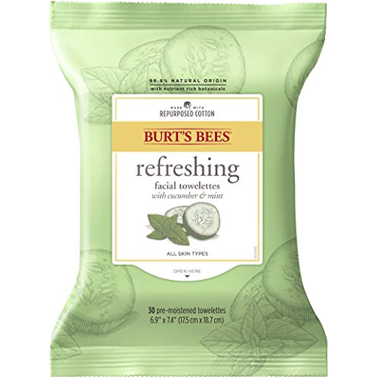 Burt's Bees Sensitive Facial Cleansing Towelettes with Cucumber and Mint - 30 Count