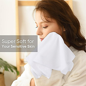 HOMEXCEL Microfiber Washcloths 24 Pack, Highly Absorbent and Soft Face Towel, Multi-Purpose White Wash Cloths for Bathroom, Hotel, Spa, Gym, and Kitchen, 12x12 Inch