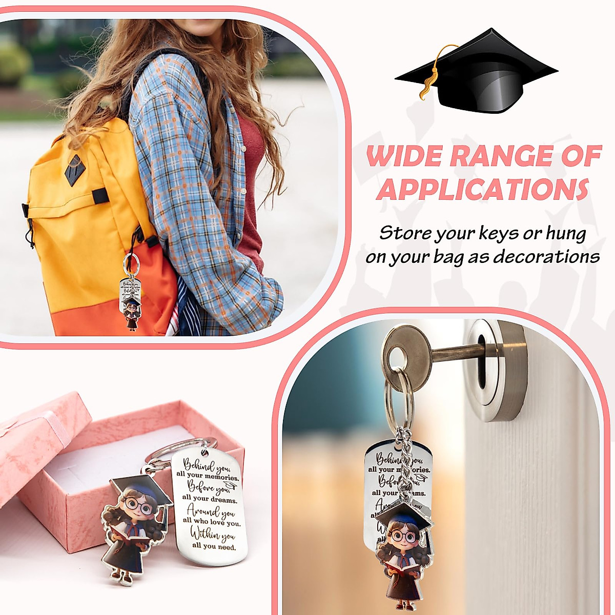 sewrung Class Of 2024 Graduation Gifts - Keychain for Her Seniors Students Masters Nurses Students College High Student (Girls)