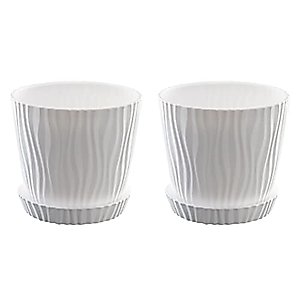 GANAZONO 2 Sets Flowerpot Round Plant Pots Succulent Vase Succulent Planter Bowl Planters for Outdoor Plants Starting Plastic Planter Pot Garden Flower Pot White Pot Multipurpose