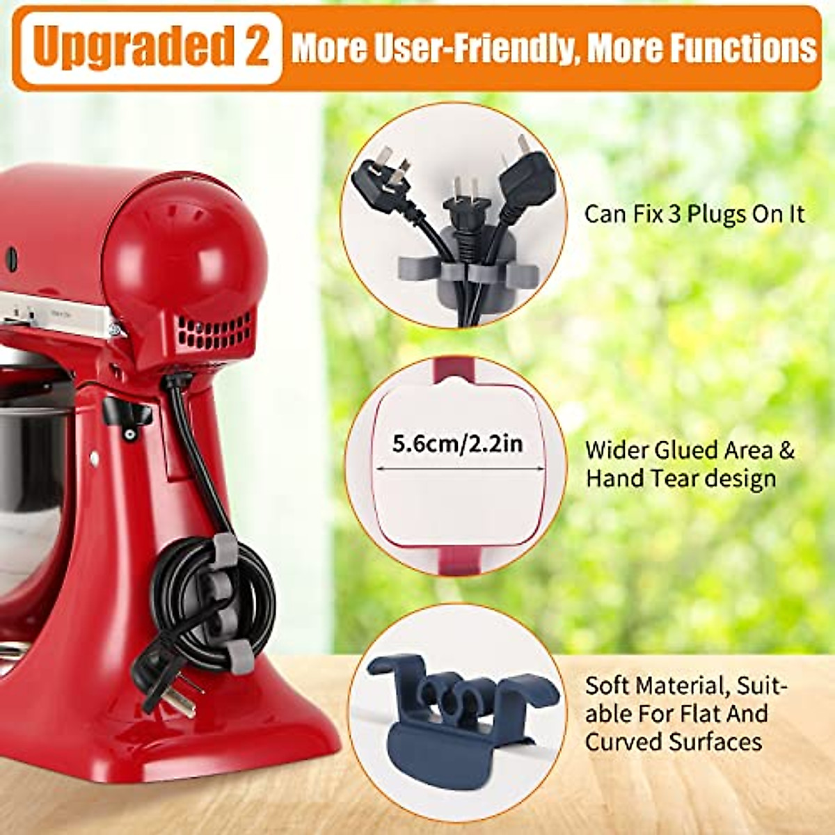 Cord Organizer for Appliances, 10 Pack Upgraded Cord Keeper, Appliance Cord Winder Cord Wrapper Cord Holder Organizer Stick On Mixer, Blender, Coffee-Maker, Toaster, Pressure-Cooker and Air-Fryer