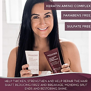 Keranique Keratin Shampoo for Dry Thinning Hair Sulfates/Parabens Free, formulated to stimulate scalp to nourish/rejuvenate hair follicles for healthy Thicker Fuller Hair, 4.5 OZ