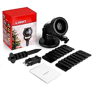 A.T.Lums Christmas Projector Lights Outdoor & Indoor, 16 HD Slides LED Projection Lamp for Christmas Gifts, Waterproof Snowflake Landscape Lights for Halloween Easter New Year Holiday Party Deco