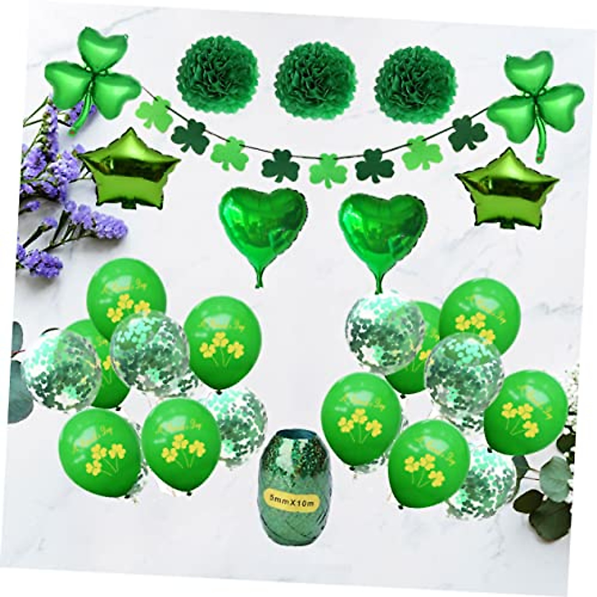 jojofuny 1 Set white ballons white balloons st patricks day balloons irish carnival latex balloons paper garland burlap banner balloons kit emulsion decorate pompom four leaf props