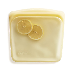 Stasher Platinum Silicone Food Grade Reusable Storage Bag, Yellow (Sandwich) | Reduce Single-Use Plastic | Cook, Store, Sous Vide, or Freeze | Leakproof, Dishwasher-Safe, Eco-friendly | 28 Oz