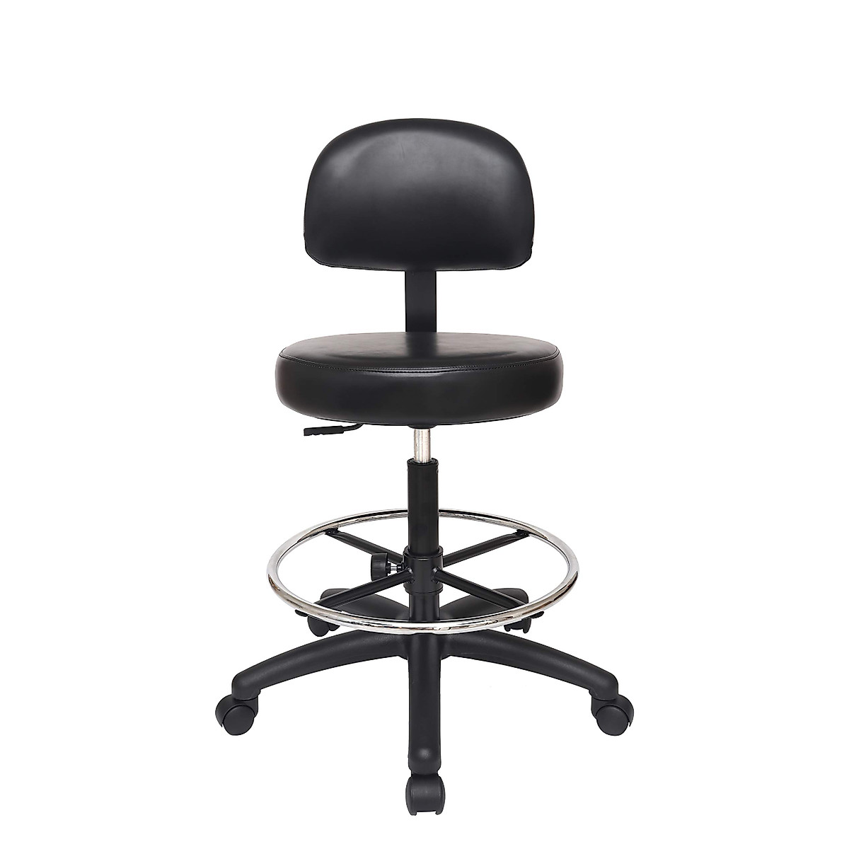Chair Master Adjustable Chair/Stool for Exam Rooms, Labs, Doctor and Dentist Offices. Easy to Clean! 24"-34" Seat Height. 18" Foot Ring (Tall Bench Height, Black)