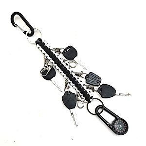 2 Pack Cheer Bows Holder, Paracord Cheer Bows Holder Paracord Keychain for Teen Girls Cheerleader Sports (Black and white)